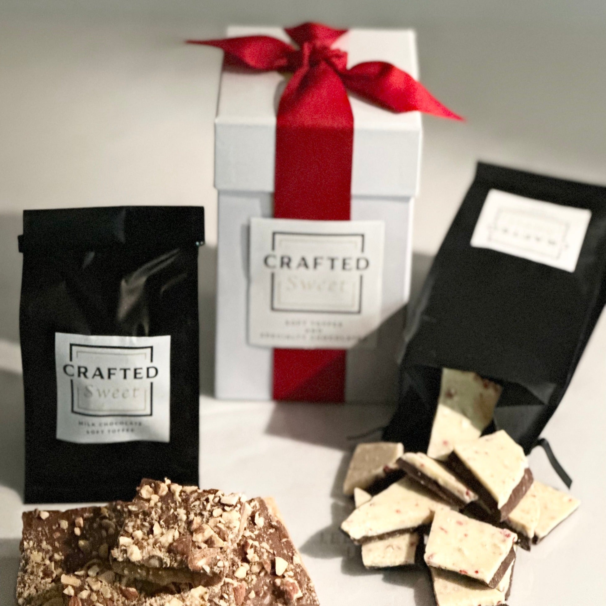 One Pound Gift Box - Peppermint Bark and Milk Chocolate Soft Toffee ...
